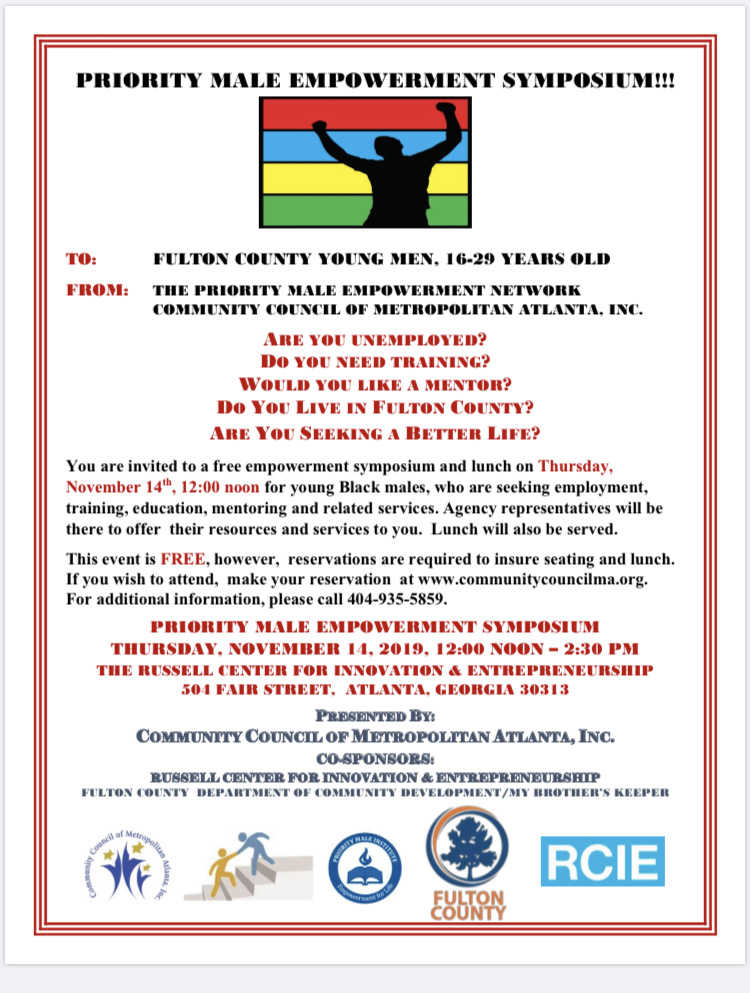 THE PRIORITY MALE EMPOWERMENT SYMPOSIUM – NPU-W – City of Atlanta