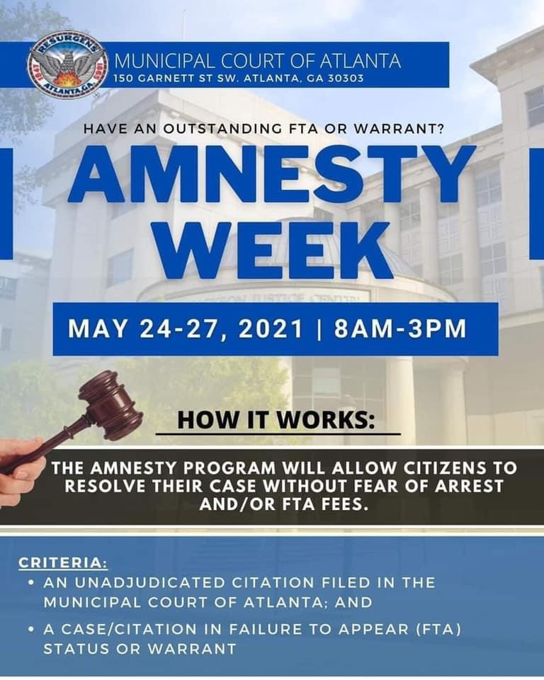 Municipal Court of Atlanta Amnesty Week – NPU-W – City of Atlanta